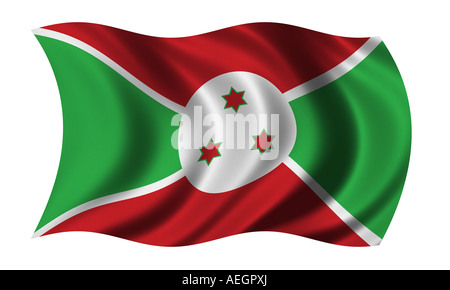Burundi in red on globe with real land surface, visible country borders ...