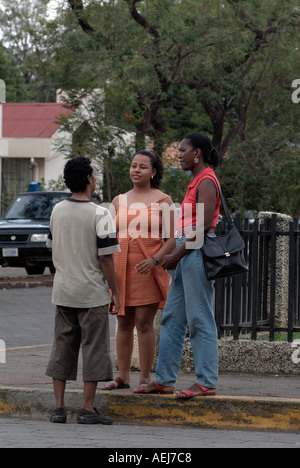 Costa Rican people talking in the street, Costa Rica Stock Photo - Alamy