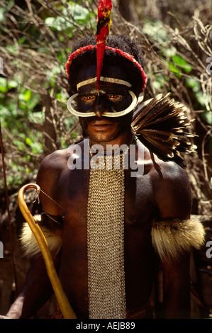 Dani man in traditional costume Baliem Valley Irian Jaya Indonesia ...