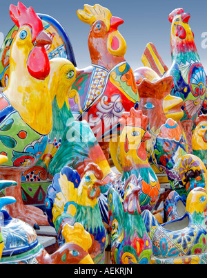 Colorful chichen pot display Tubac Arizona Stock Photo - Alamy