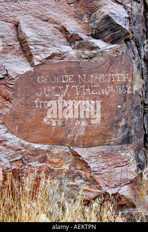 George N Jaquith pioneer rock carving from 1852 Alpegate Trail High ...