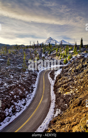 Old McKenzie Highway 242 with first snowfall of season Central Oregon ...