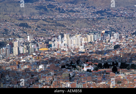La Paz Central part of this high altitude Andean city viewed from ring ...