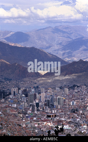 La Paz Central part of this high altitude Andean city viewed from ring ...