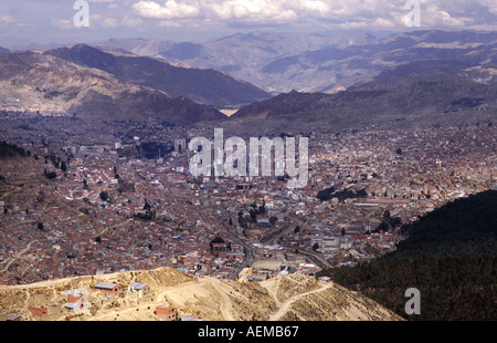 La Paz Central part of this high altitude Andean city viewed from ring ...