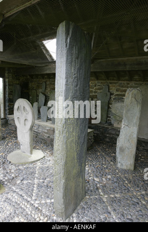 ancient celtic stone crosses kirk maughold isle of Man IOM Stock Photo ...