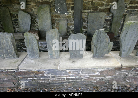 ancient celtic stone crosses kirk maughold isle of Man IOM Stock Photo ...