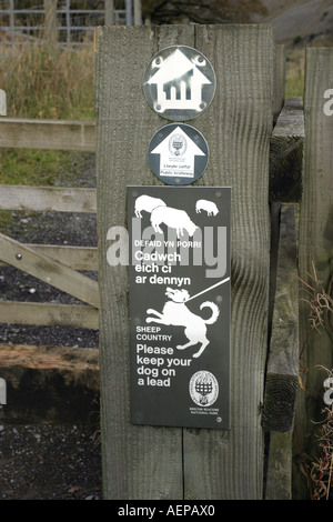 Bi lingual Signs Brecon Beacons Mid Wales Stock Photo - Alamy