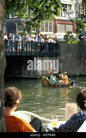 Reinier Sijpkens, The Music Boat Man, performs in Amsterdam, Holland ...