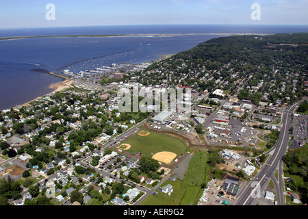 Aerial view of Atlantic Highlands and Raritan Bay, New Jersey Stock ...
