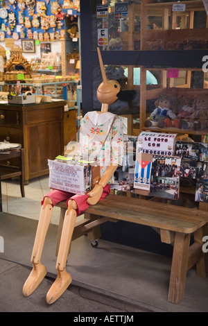 pinocchio model outside shop in rome Stock Photo - Alamy