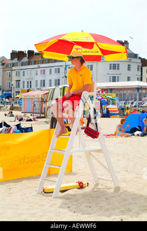 Lifeguard team working on the beach using a stretcher from an ambulance ...