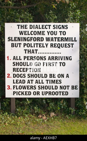 Sign at Sleningford Watermill Caravan and Camping site Near Ripon ...