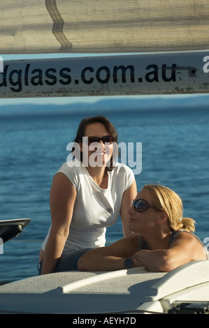 friends chill out on Yacht Stock Photo - Alamy