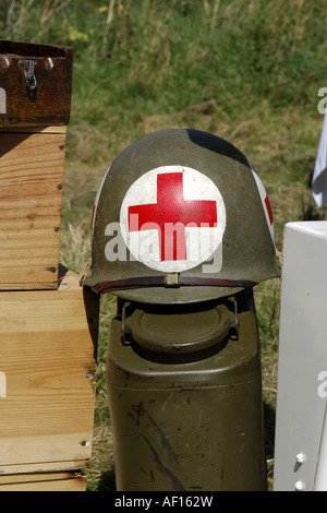 ww2 american red cross helmet of medical soldier in us army on canvas ...