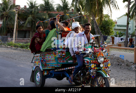 Colourful three wheeler taxi motorbike in Anjar, Kutch, Gujarat, India ...