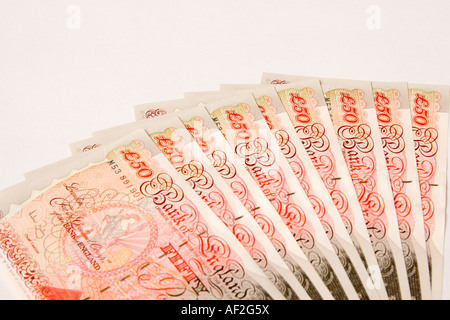 A fan of four hundred and fifty pounds in new fifty pound notes 450 50 ...
