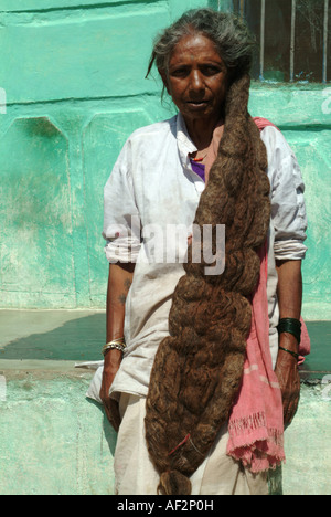 Old Indian woman with matted dreadlocks. Andhra Pradesh, India ...