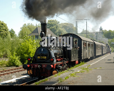 Steam locomotive on a push-pull shuttle train at Bochum-Dalhausen ...