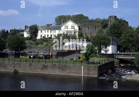 Brecon castle and the Castle Hotel Brecon Wales UK Stock Photo - Alamy