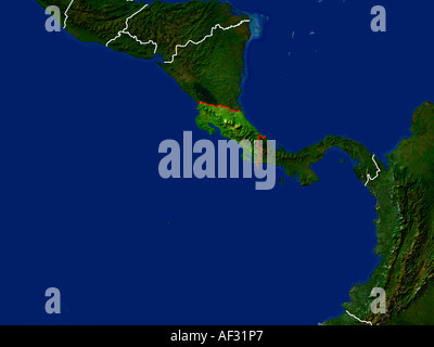 Highlighted Satellite Image Of Costa Rica Stock Photo - Alamy