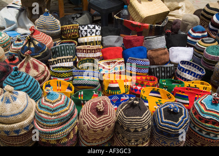 Traditional Moroccan Muslim knitted prayer caps in souvenir shop ...