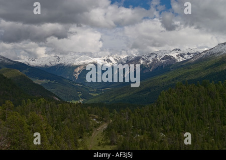 Panoramic swiss alps mountain view from Weissfluhjoch above the famous ...
