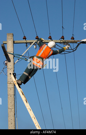 Lineman working on power lines in St Michaels Maryland AA07311 Stock ...