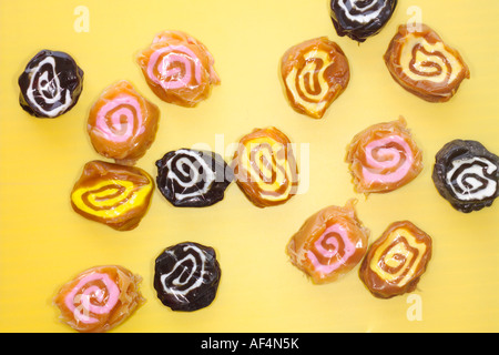 pink & banana toffee whirls Stock Photo - Alamy