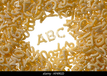 Spaghetti numbers and letters writing ABC Stock Photo - Alamy