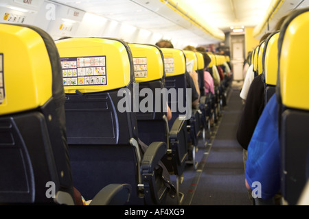 Interior showing seats and aisle Ryanair passenger plane Stock Photo ...