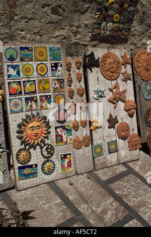 Ceramic souvenirs on display, Taormina, Sicily, Italy Stock Photo - Alamy