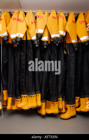 Two RNLI Royal National Lifeboat Institution volunteer crew members ...