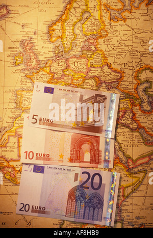 Icon, European monetary union, map, Europe, euro, bank notes, EWWU, WWU ...