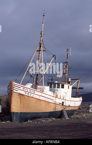 rusty old fishing trawler abandoned in a harbour Stock Photo - Alamy