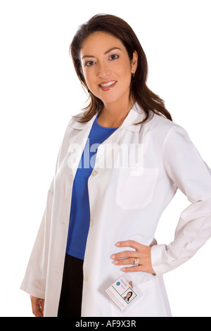 Hospital staff identification badge with medical tools displayed on a ...