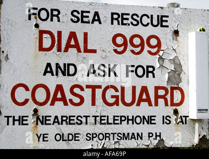 999 Sea Rescue sign, Seasalter, Kent, England, UK Stock Photo - Alamy