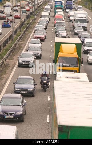 M1 Motorway traffic congestion lines of cars stuck in a traffic jam ...