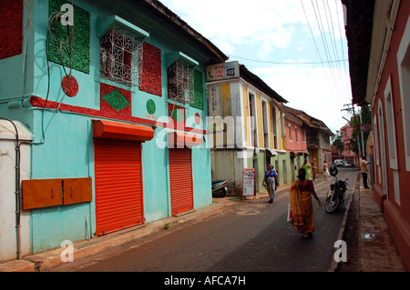 Colourful building Fontainhas Panjim Goa India Stock Photo - Alamy