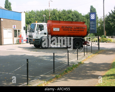 Waste Oil collection tanker, collecting oils to recycle from a garage ...