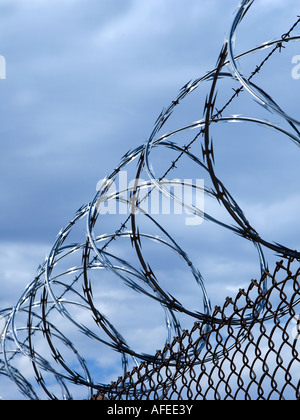 Close up of razor wire concertina wire Maximum security prison Stock ...
