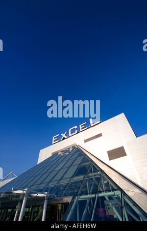 Exterior of west entrance to Excel Exhibition Centre Docklands London U ...