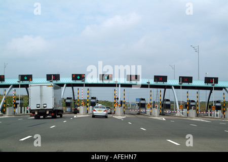 M6 motorway near Birmingham central England UK. Road signs for the ...