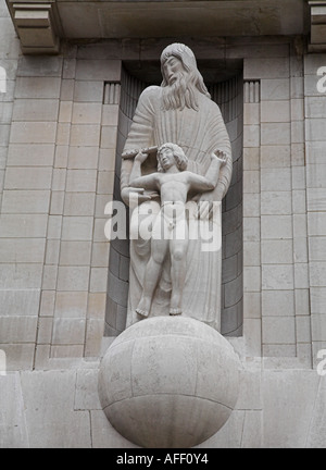 Sculpture of Prospero and Ariel by Eric Gill above the entrance to BBC ...