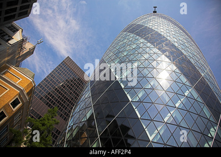 Contemporary triangular-shaped glass office building, located in ...