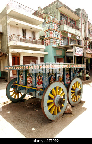 Construction of a traditional Hindu wooden chariot under the guidance ...