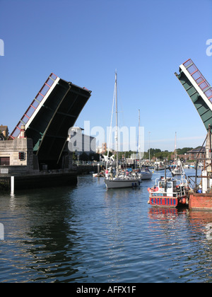 Weymouth harbour bridge in its raised position Stock Photo - Alamy
