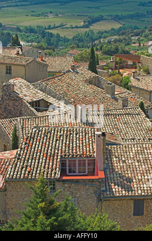 Aerial view of Le Barroux village with its castle - Provence, France ...