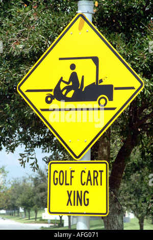 Golf Cart Crossing Sign Stock Photo - Alamy