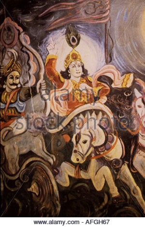 Lord Krishna riding a chariot Stock Photo: 53668006 - Alamy